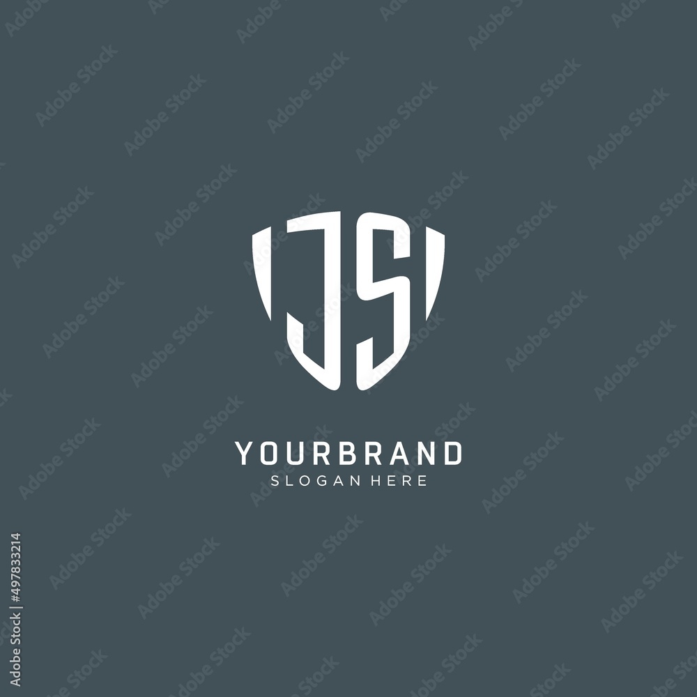 Initials JS logo shield guard shape, creative logo design concept Stock ...