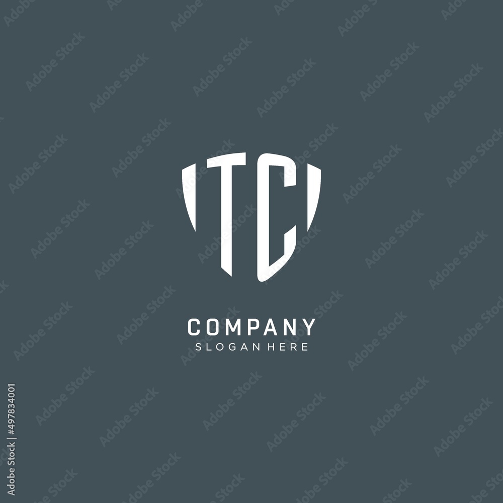 Initials TC logo shield guard shape, creative logo design concept Stock ...