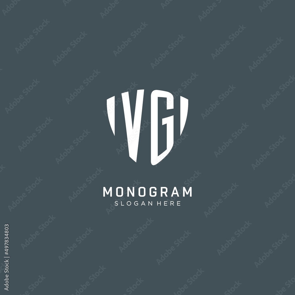 Initials VG logo shield guard shape, creative logo design concept Stock ...