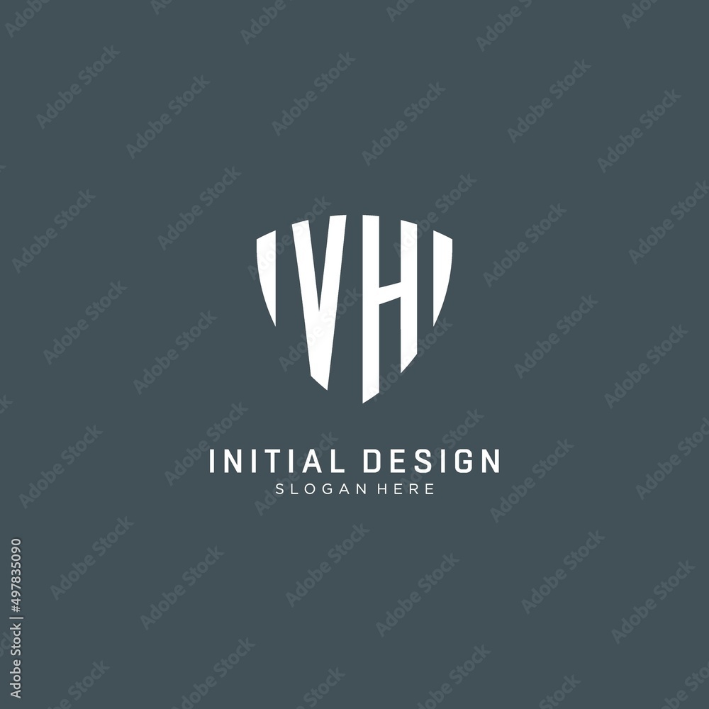 Initials VH logo shield guard shape, creative logo design concept Stock ...