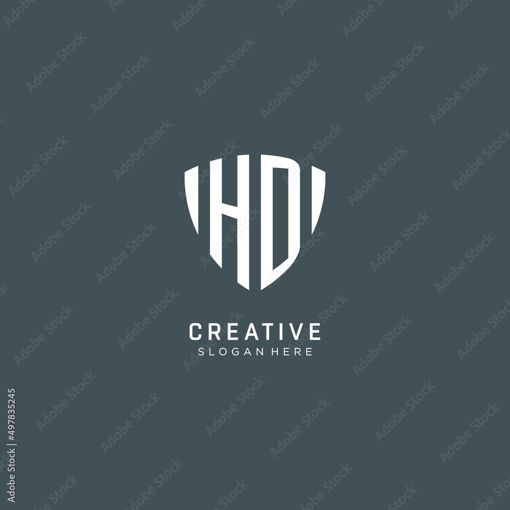 Initials HD logo shield guard shape, creative logo design concept Stock ...