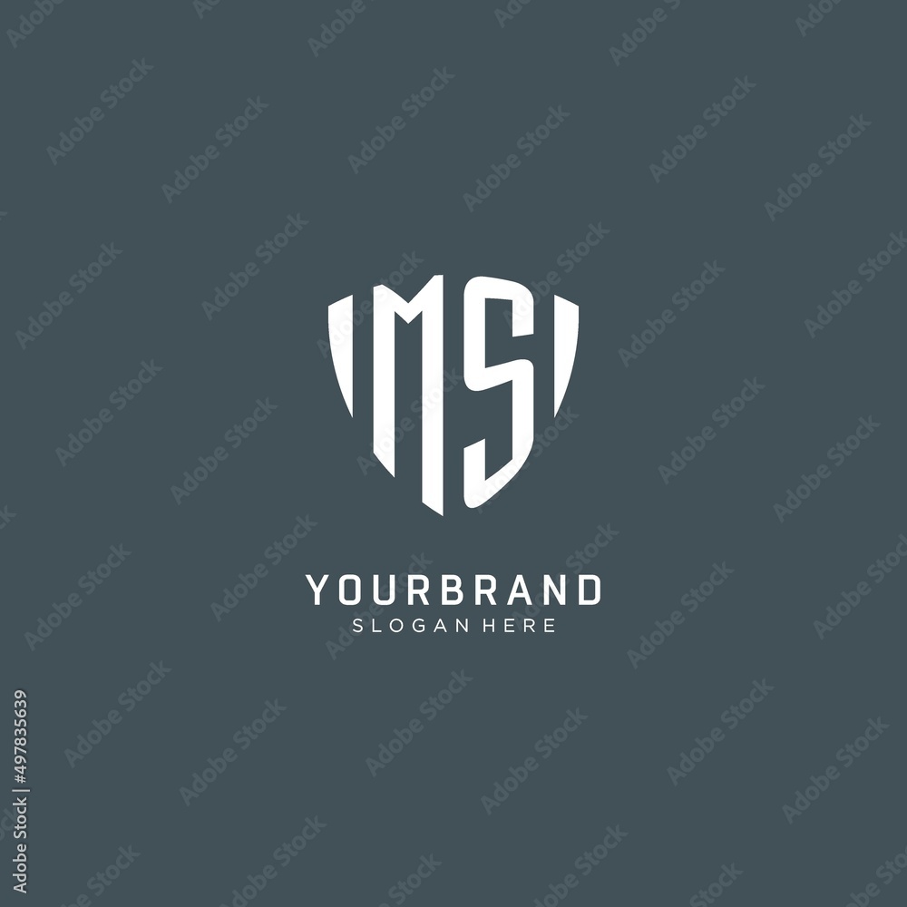 Initials MS logo shield guard shape, creative logo design concept Stock ...