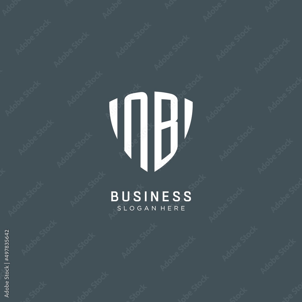 Initials NB logo shield guard shape, creative logo design concept Stock ...