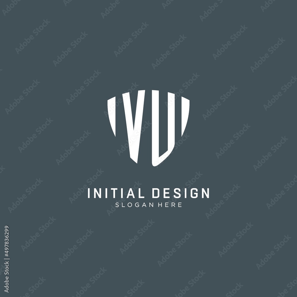Initials VU logo shield guard shape, creative logo design concept Stock ...
