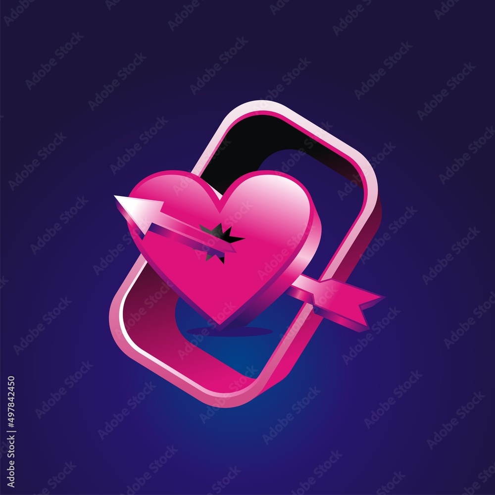 Heart and arrow vector illustration for romantic theme template design ...