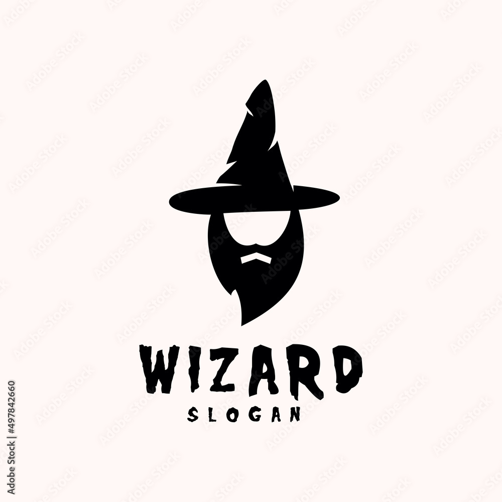 wizard logo icon magic hat design mascot character witch fantasy ...