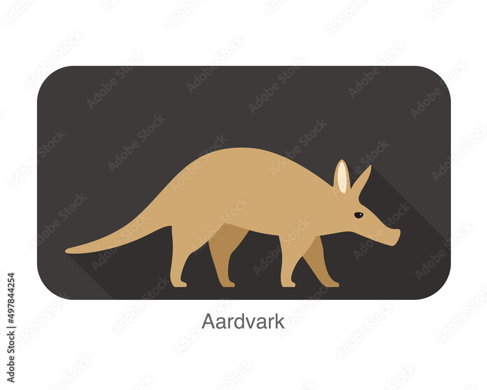 aardvark walking flat icon, side view, vector illustration Stock Vector ...