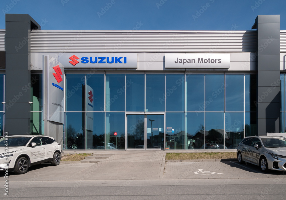 Suzuki Japan Motors dealership building. Japanese car manufacturer auto ...