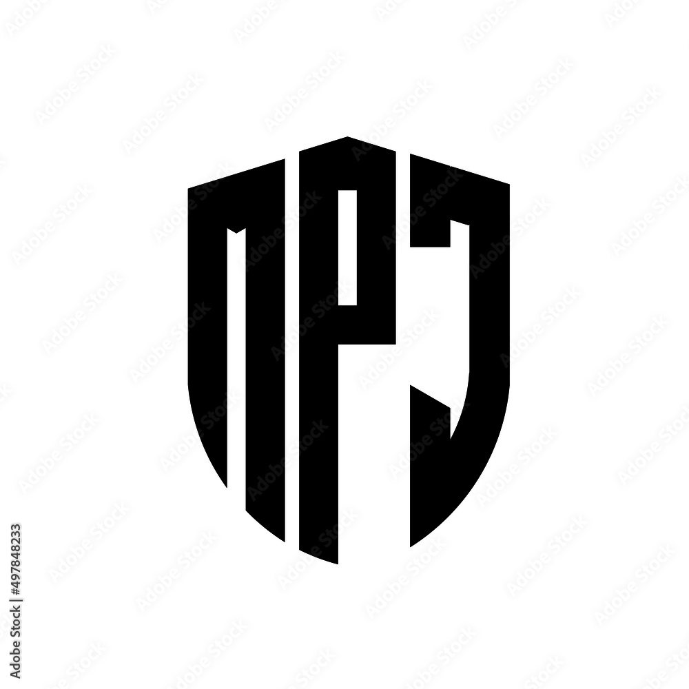 MPJ letter logo design. MPJ modern letter logo with black background ...