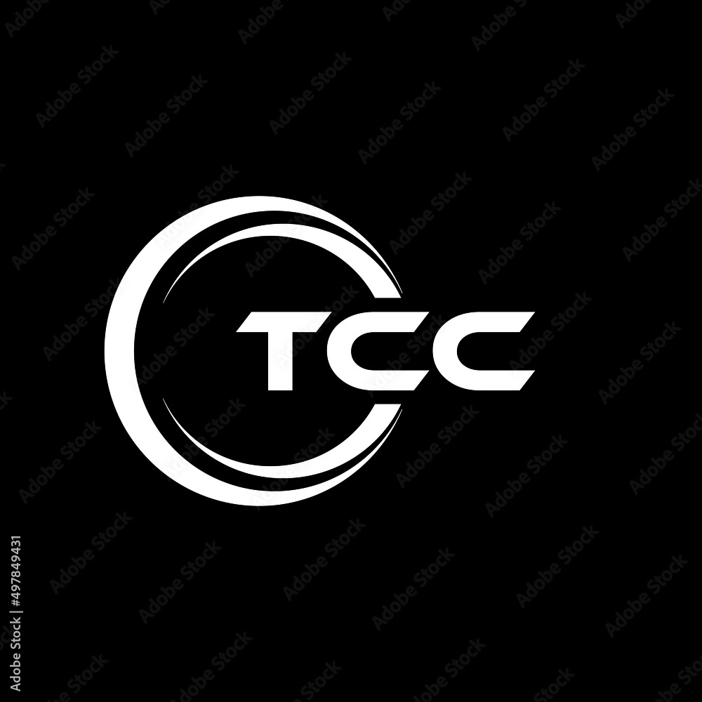 TCC letter logo design with black background in illustrator, vector ...