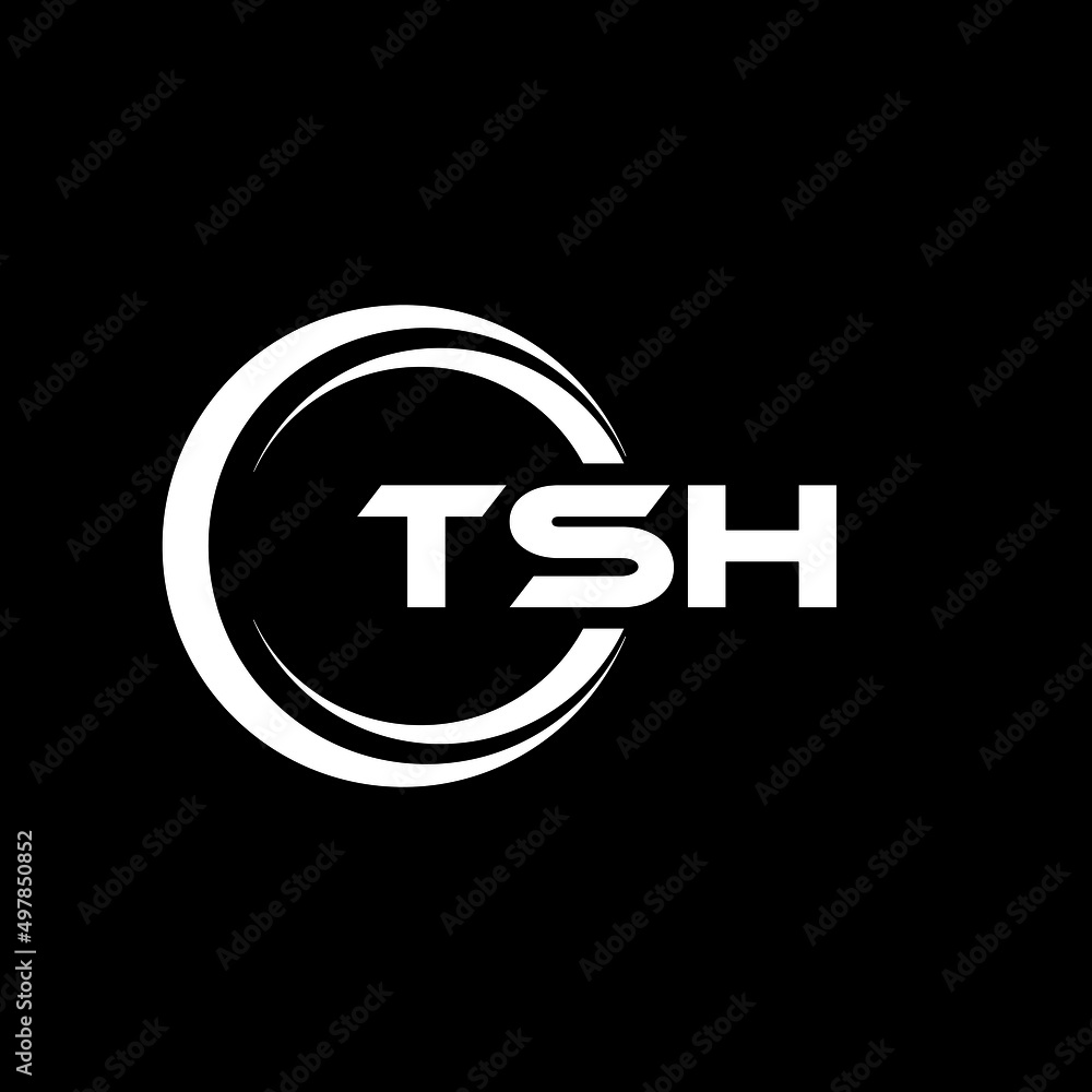 TSH letter logo design with black background in illustrator, vector ...