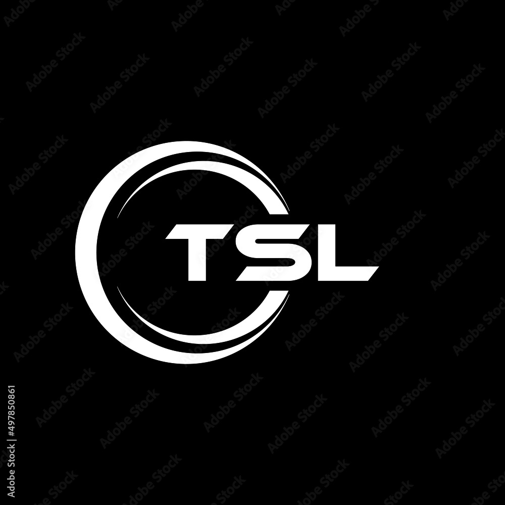 Vecteur Stock TSL letter logo design with black background in ...