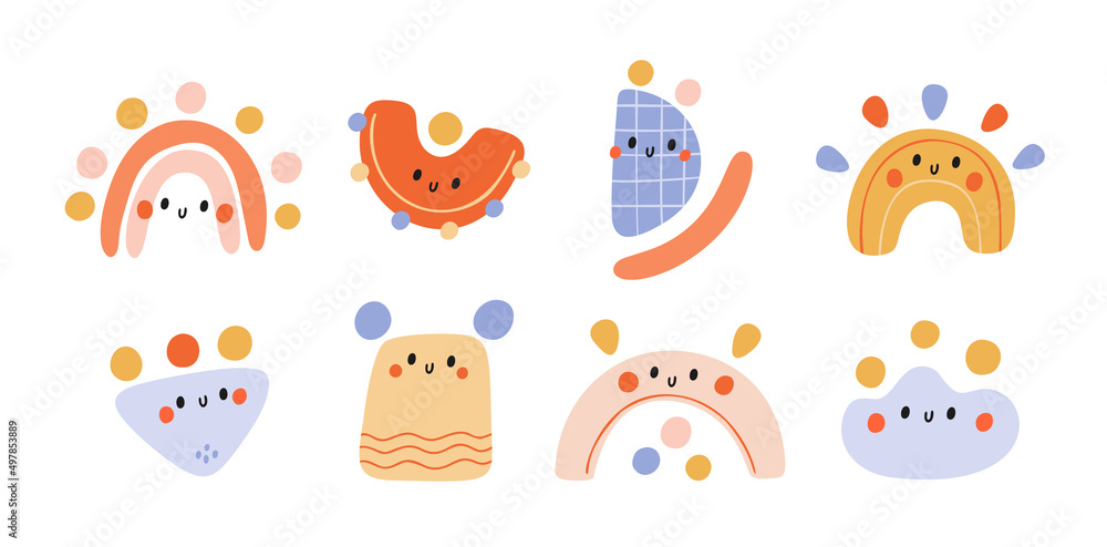 Cute abstract figures characters illustration. A set of cute figures of ...