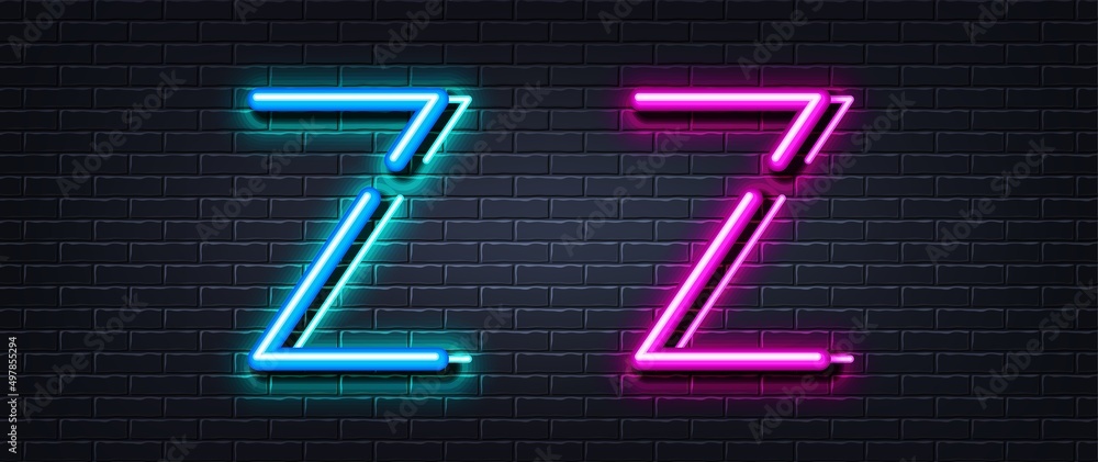 Initial letter Z icon. Neon light line effect. Line typography ...