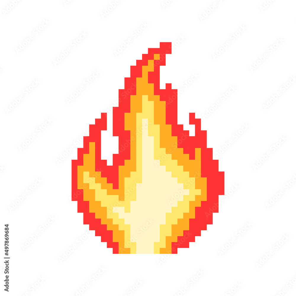 Pixel fire. Bonfire or flame. 8-bit. Explosion or fire concept. Video ...