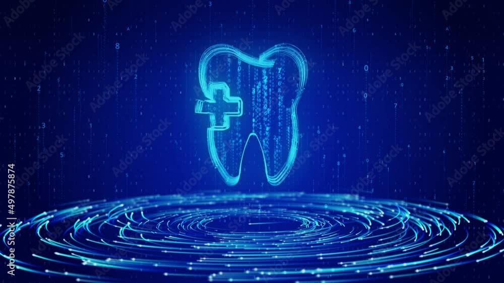 Digital tooth Oral health care concept Loop Animation Background ...