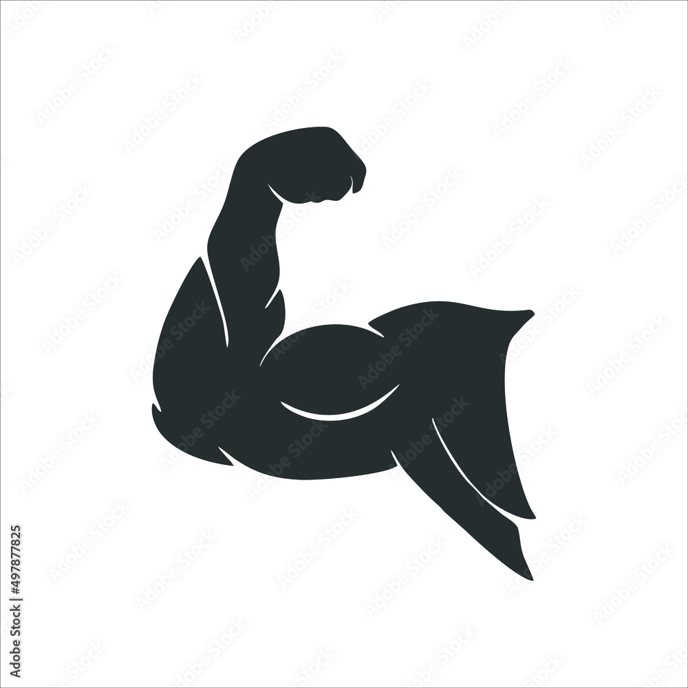 Strong Bodybuilder Biceps Flex Arm Vector Icon Download