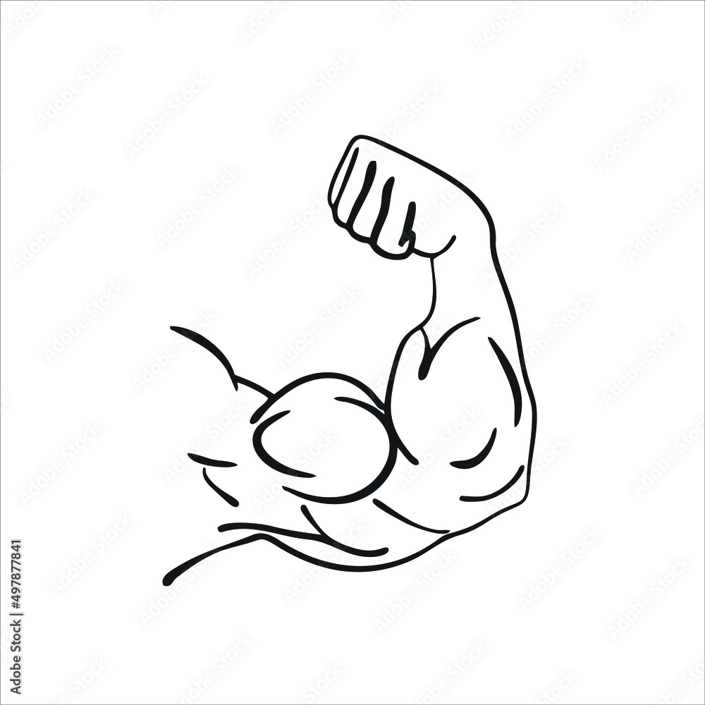 Arm muscle. Emoji of strong bicep. Emoticon of strength in hand. Icon ...
