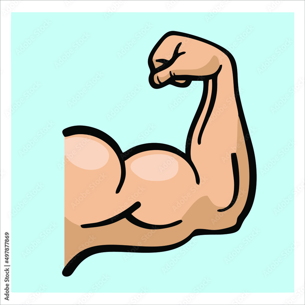 Arm muscle. Emoji of strong bicep. Emoticon of strength in hand. Icon ...