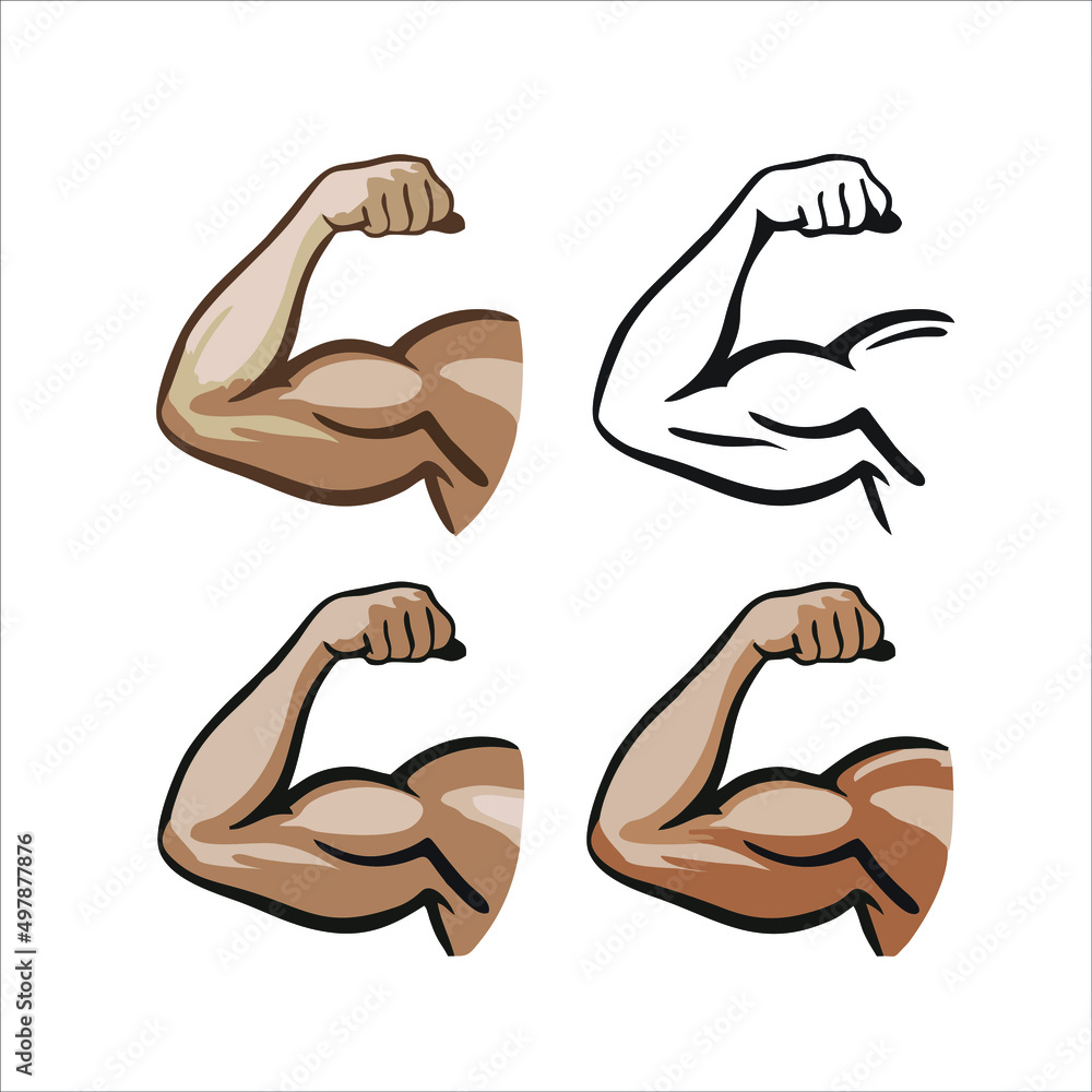 Strong Bodybuilder Biceps Flex Arm Vector Icon Download