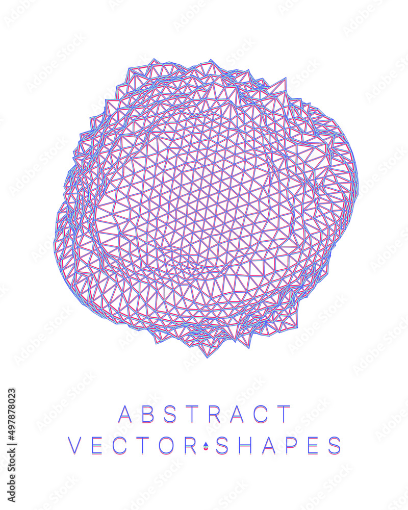 Geometric shape for design. Wireframe illustration. Molecular grid. 3d ...