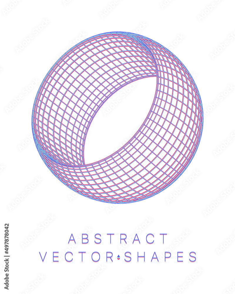 Geometric shape for design. Wireframe illustration. Molecular grid. 3d ...