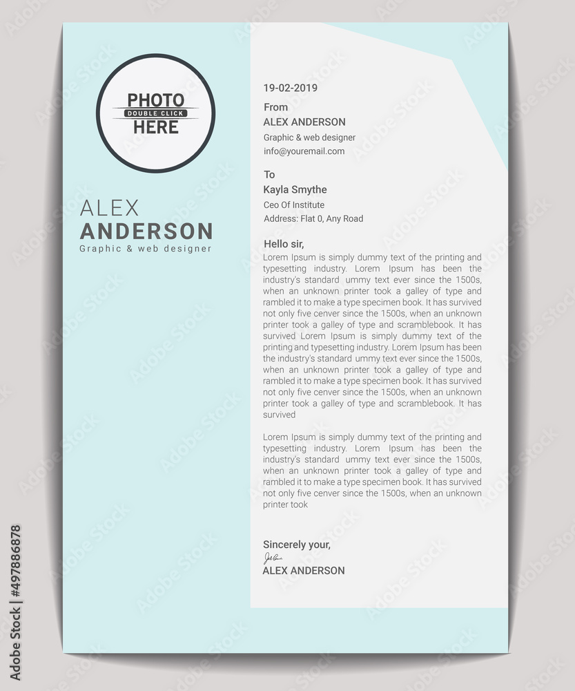 Cover Letter Layout Vector Template for Business Job Applications ...