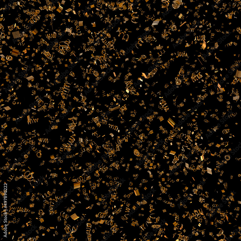 Confetti Overlays. Golden confetti fall on black background. Party ...