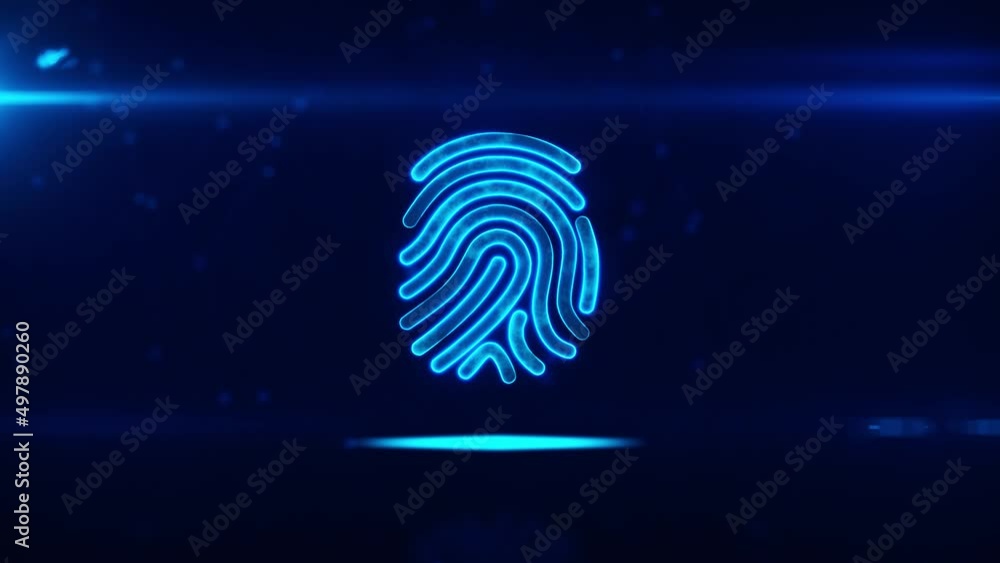Hologram fingerprint scan security system technology loop background ...