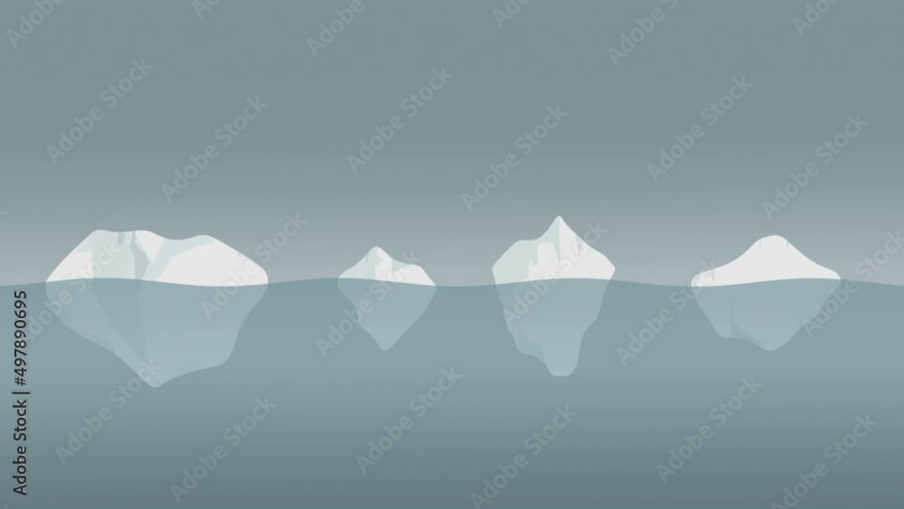 Glaciers start melting, sea levels rising, 4k animation, environmental ...