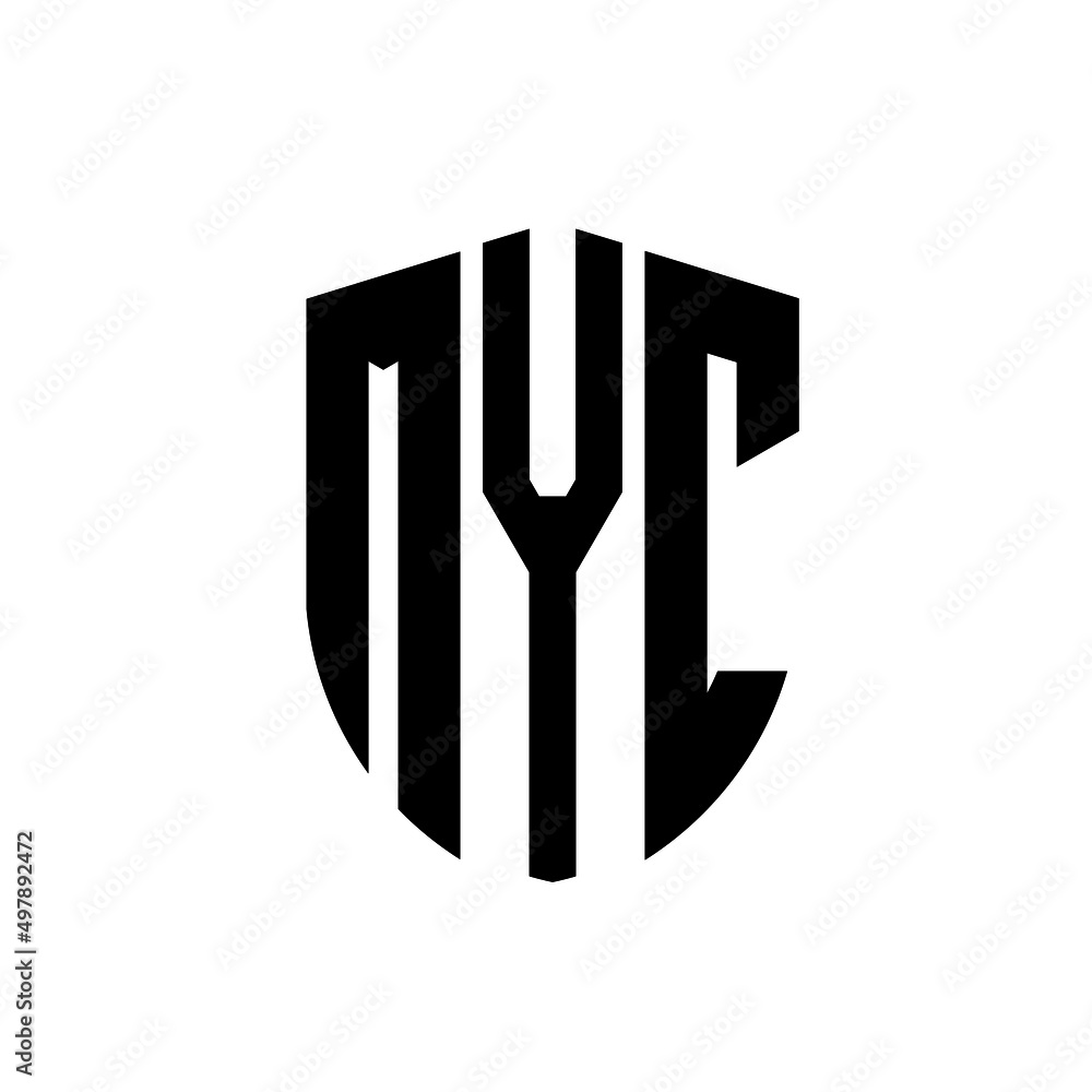 MYC letter logo design. MYC modern letter logo with black background ...