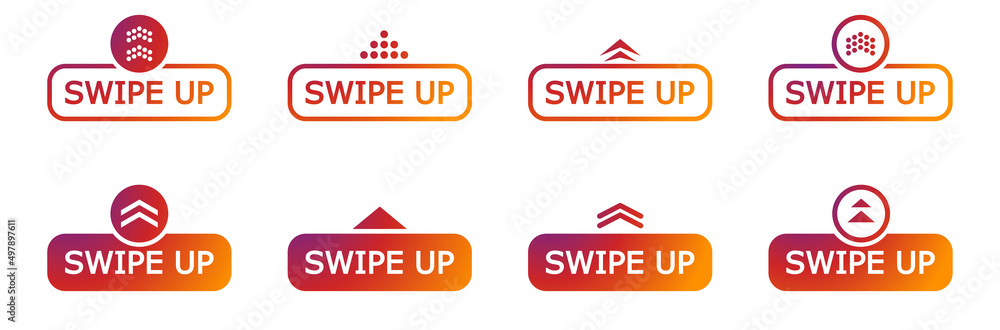 Swipe up icon set. Buttons for social media interface. Scroll, arrow. Vector EPS 10 Stock Vector ...