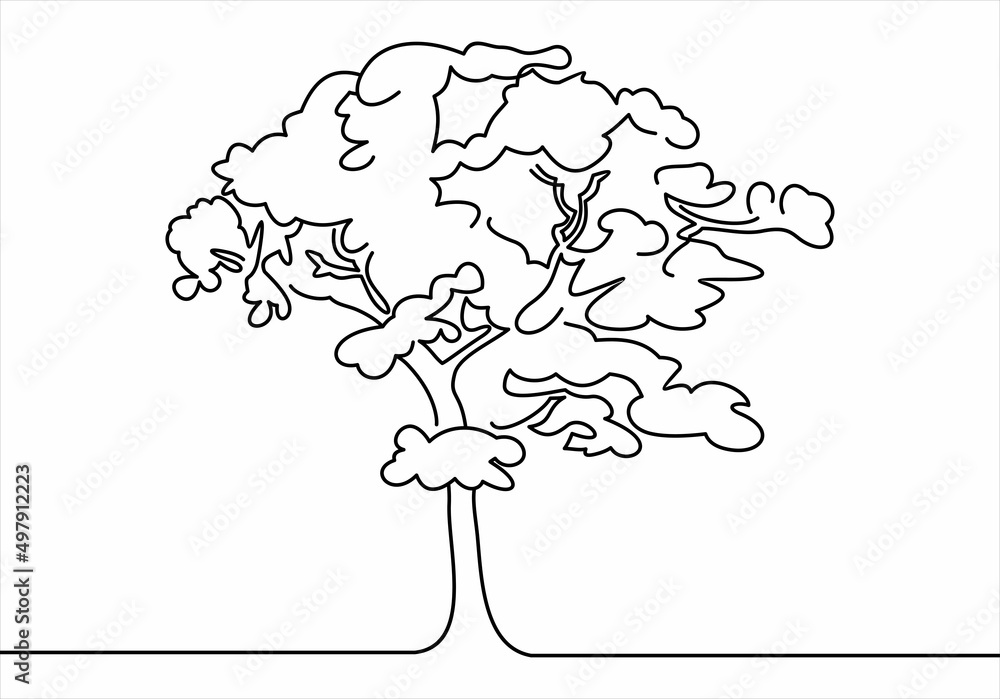 line drawing of tree on white background. Vector illustration Stock ...
