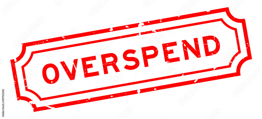 Grunge red overspend word rubber seal stamp on white background Stock ...