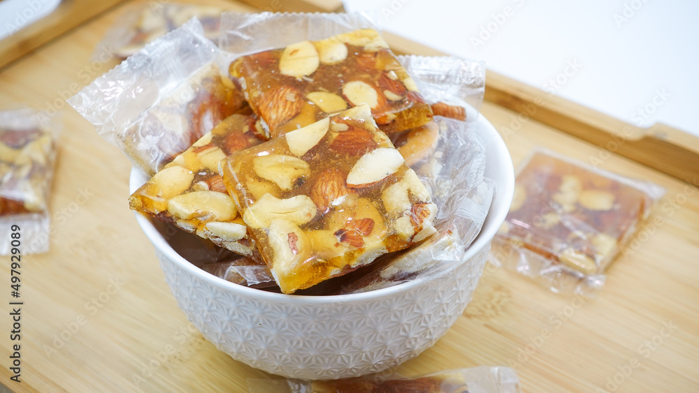Peanut Chikki. Tasty peanuts chiki. Popular Indian festive sweet from ...