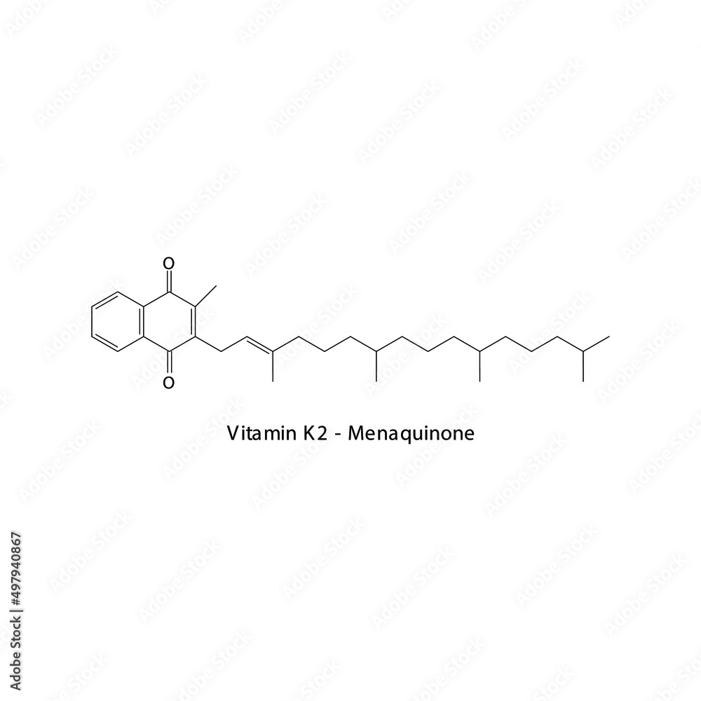 Vitamin K2 Menaquinone Skeletal structure and molecular formula ...