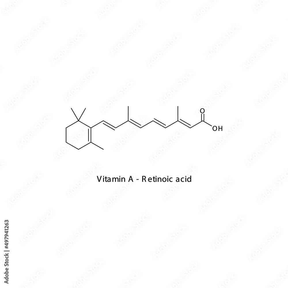 Retinoic Acid Skeletal structure and molecular formula. Organic ...