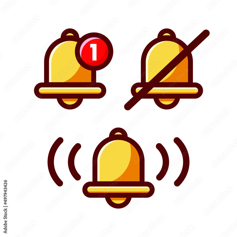 Notification bell flat cartoon illustration Stock Vector | Adobe Stock