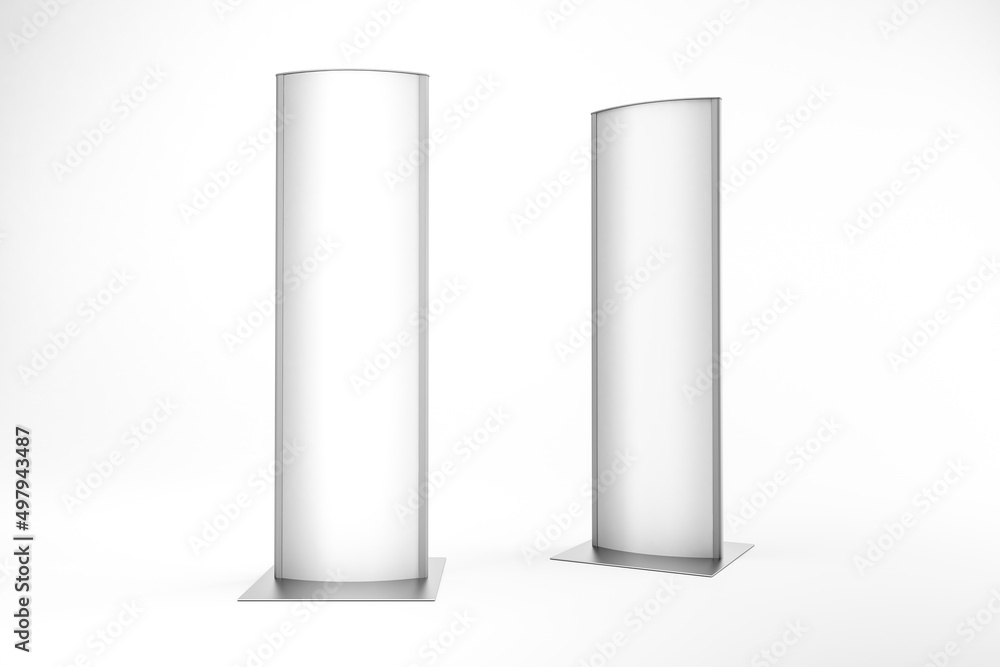 Mockup of a curved Totem display. Advertising display panel isolated on ...