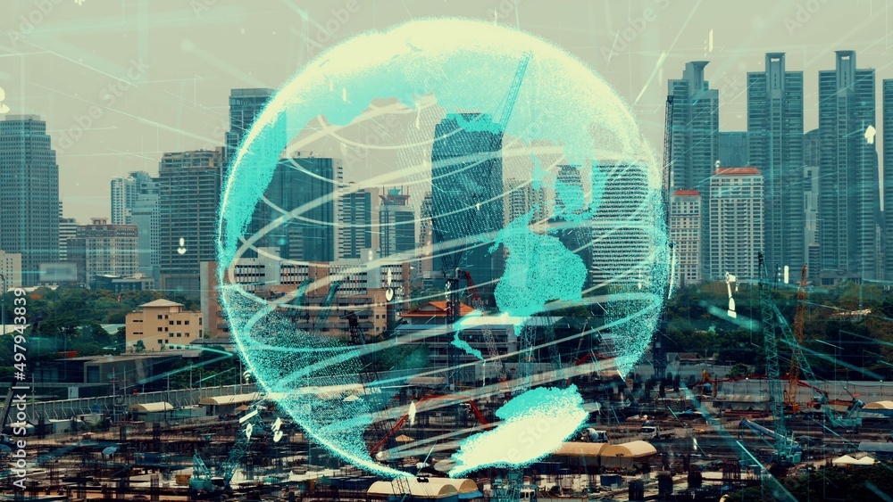 Construction technology concept with alteration graphic over ...