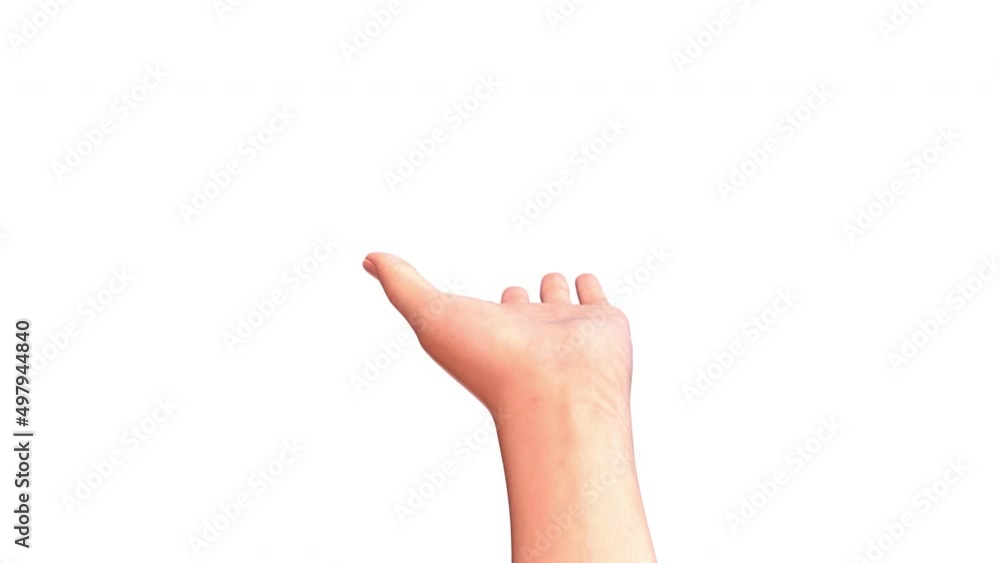 Human hand rotating isolated on white background. Technology futuristic ...