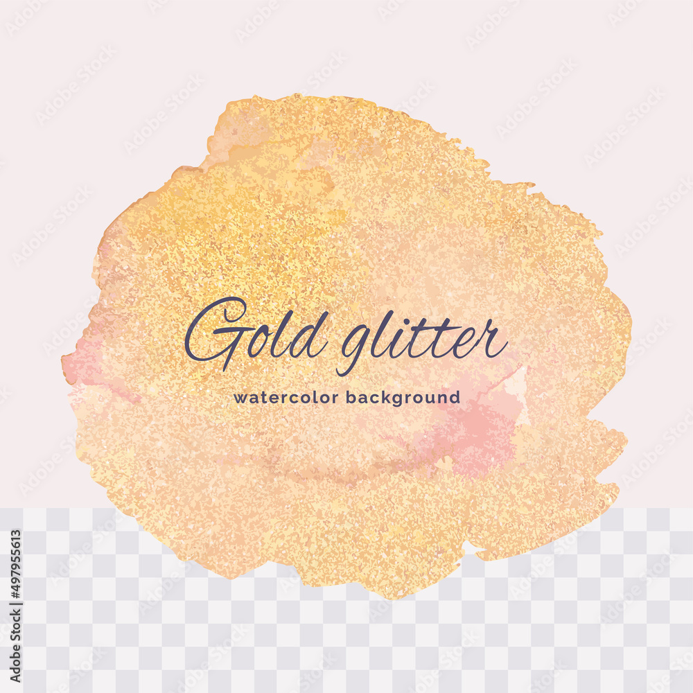 Pink watercolor and gold glitter background splash Stock Vector | Adobe ...