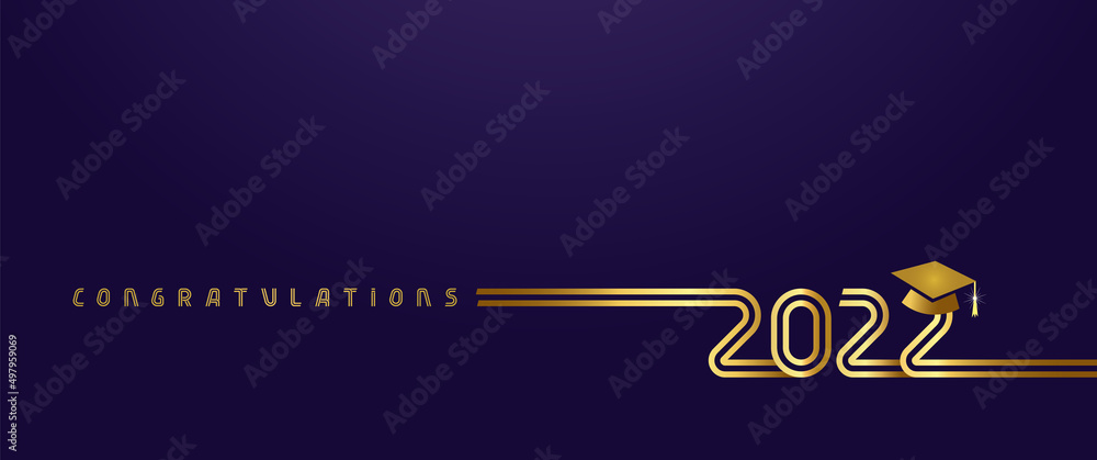 Class of 2022 year graduation horizontal card. Class off event ...
