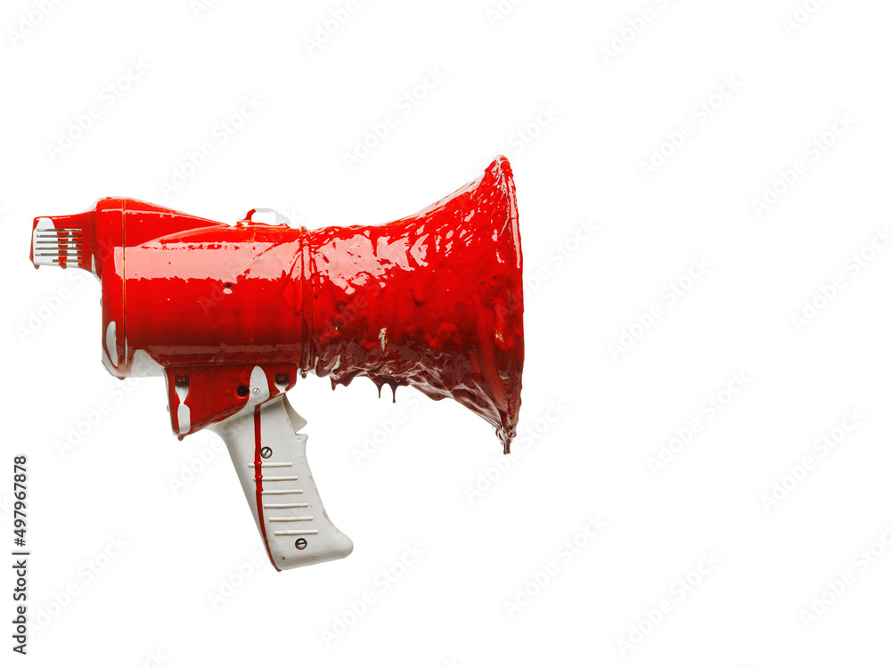 megaphone covered in blood. the concept of bloody propaganda Stock ...