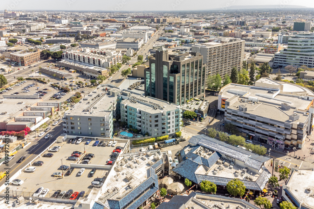 Little Tokyo Los Angeles, CA, LA County, April 7, 2022: Aerial View of ...