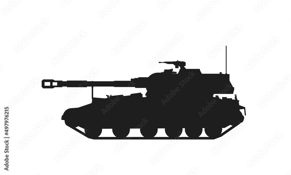 self-propelled armored artillery howitzer 2c3 acacia. army artillery system. isolated vector ...