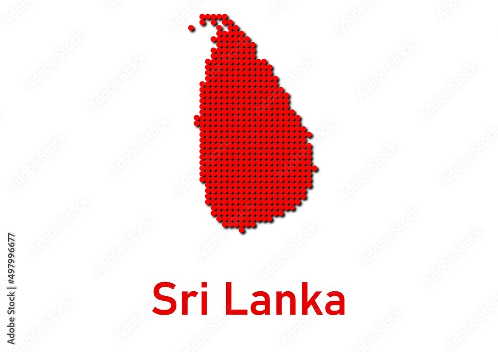 Sri Lanka map, map of Sri Lanka made of red dot pattern and name. Stock ...