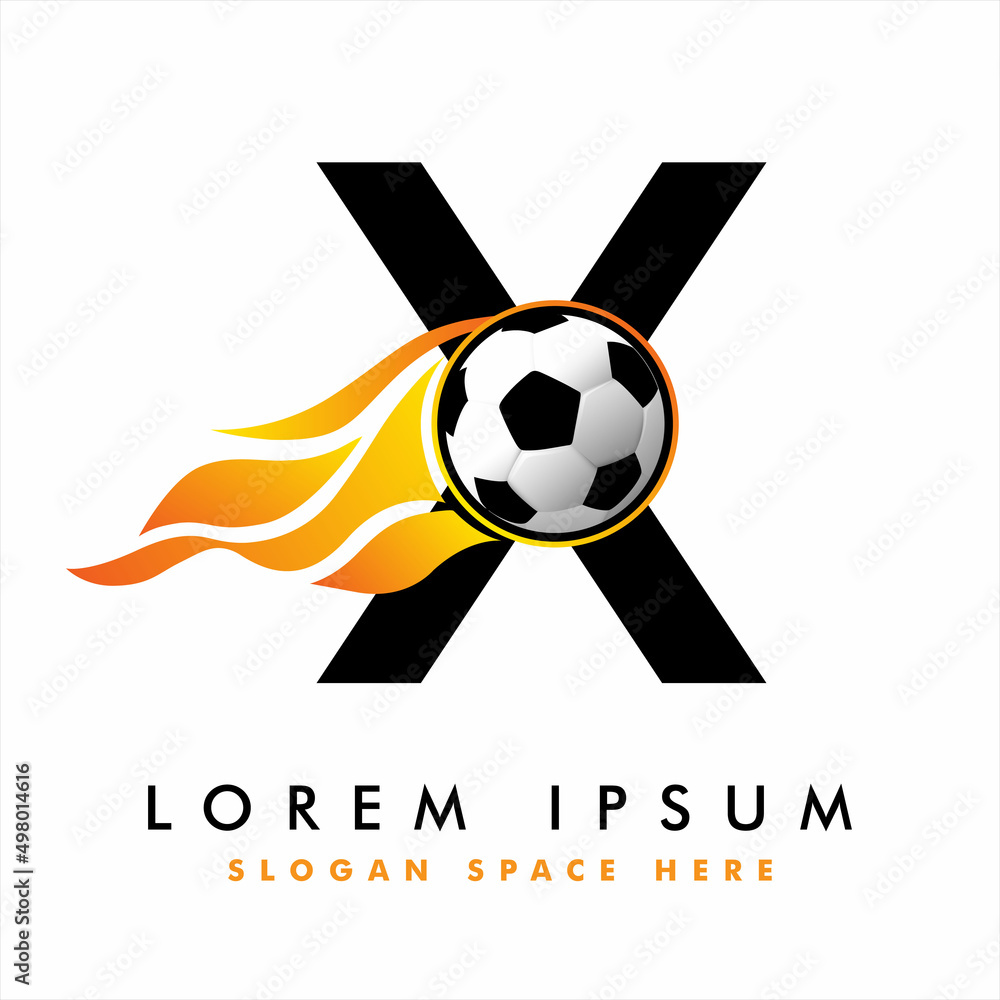Soccer Football Logo On Letter X Sign. English Alphabet set with ...