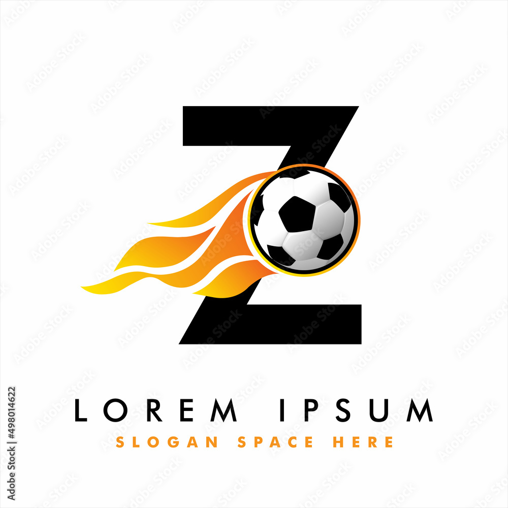 Soccer Football Logo On Letter Z Sign. English Alphabet set with ...