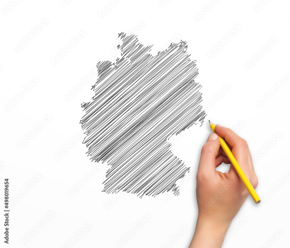 Poster hand pencil germany map sketch vector – Wall Art | UkPosters